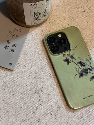 「Chinoiserie」Green flower branch Traditional Chinese Painting | Phone ...