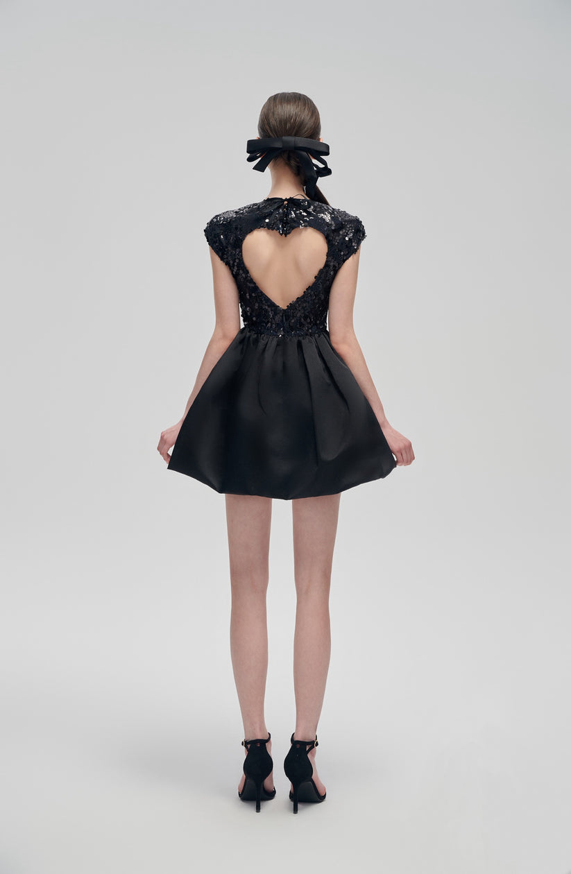 Black Mini Dress with Open Heart Back | Dress | Three Fleas