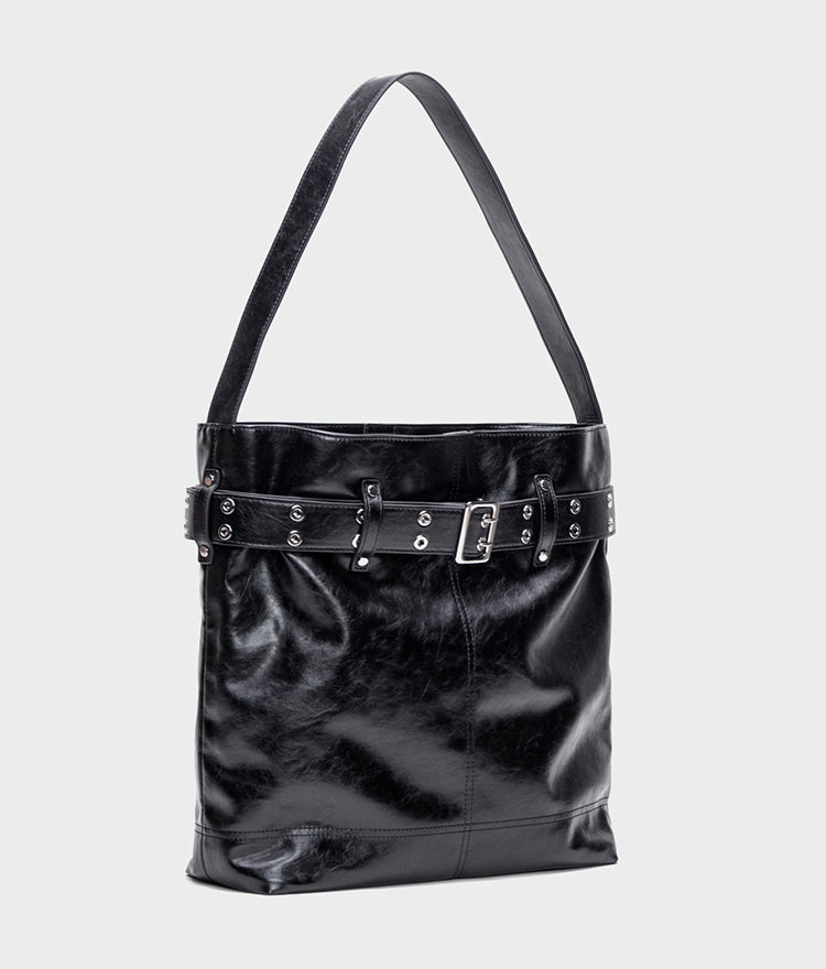 Black Strap Shoulder Bag | Bag | Three Fleas