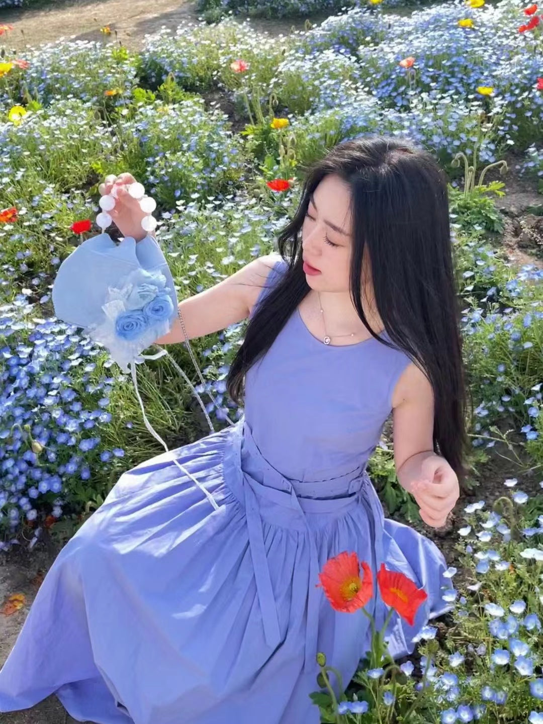 Blue Lace Rose Handbag | Bag | Three Fleas