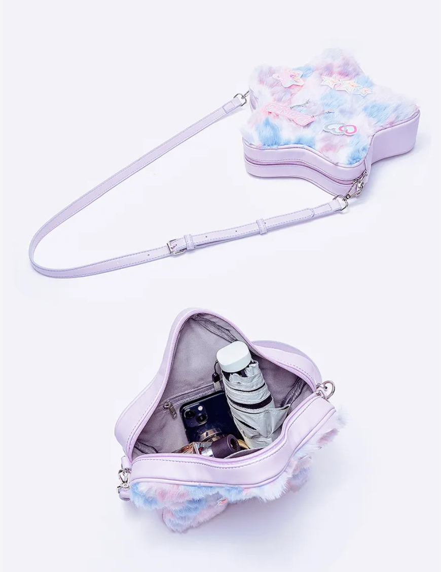 Blue Pink Plush Star Shape Backpack | Bag | Three Fleas