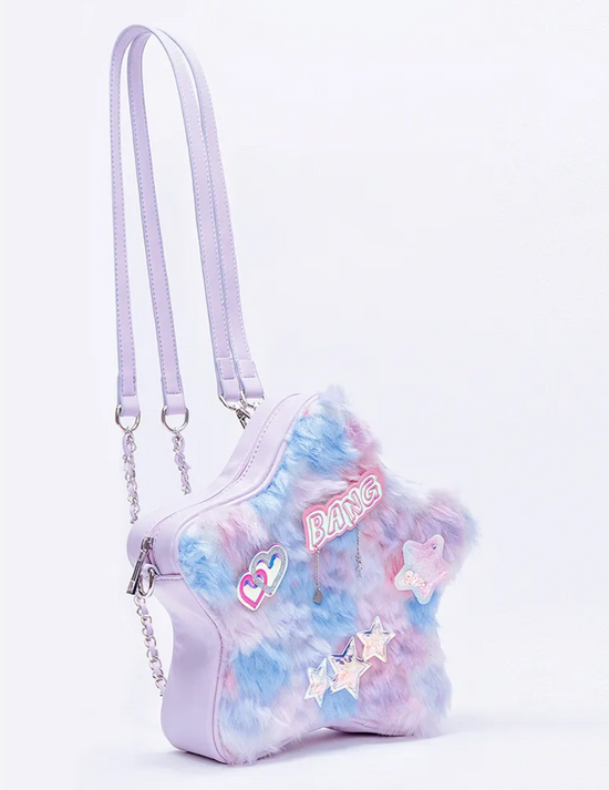 Blue Pink Plush Star Shape Backpack | Bag | Three Fleas
