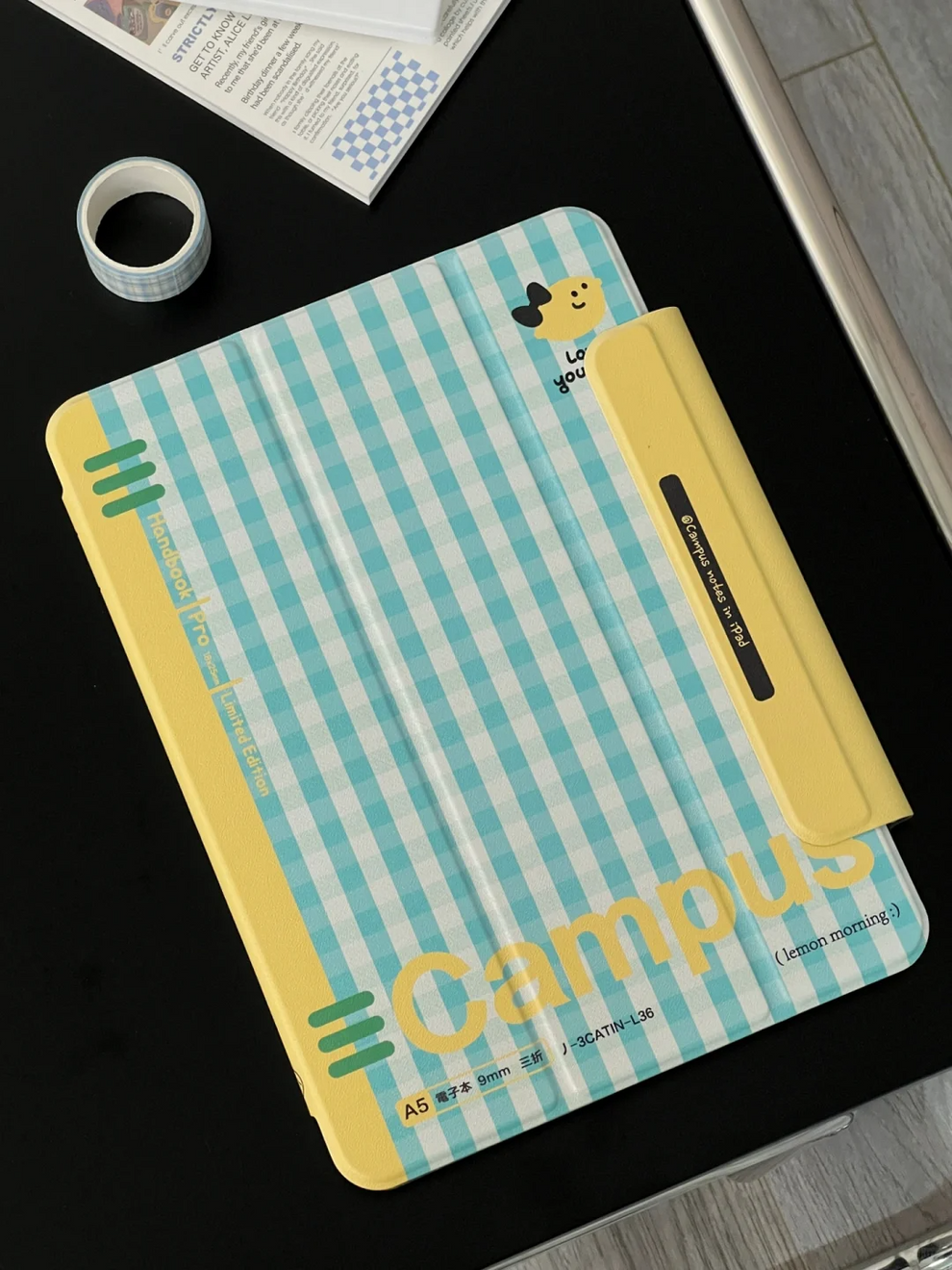 Blue Yellow Plaid Notebook iPad Case | iPad Accessories | Three Fleas