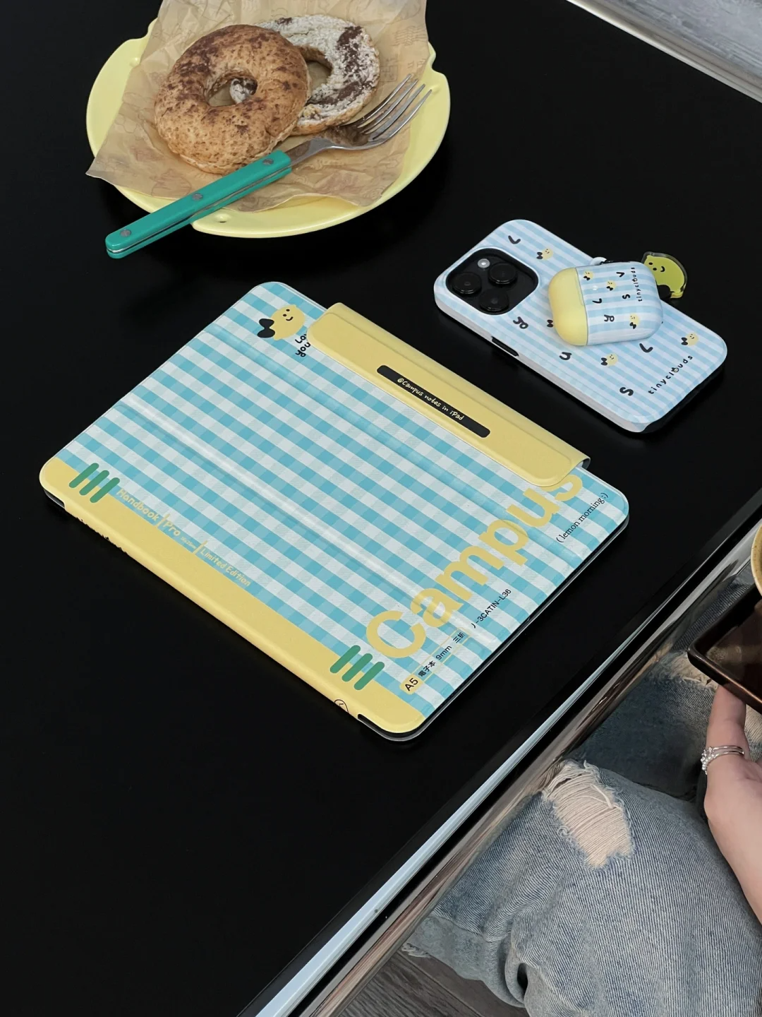 Blue Yellow Plaid Notebook iPad Case | iPad Accessories | Three Fleas