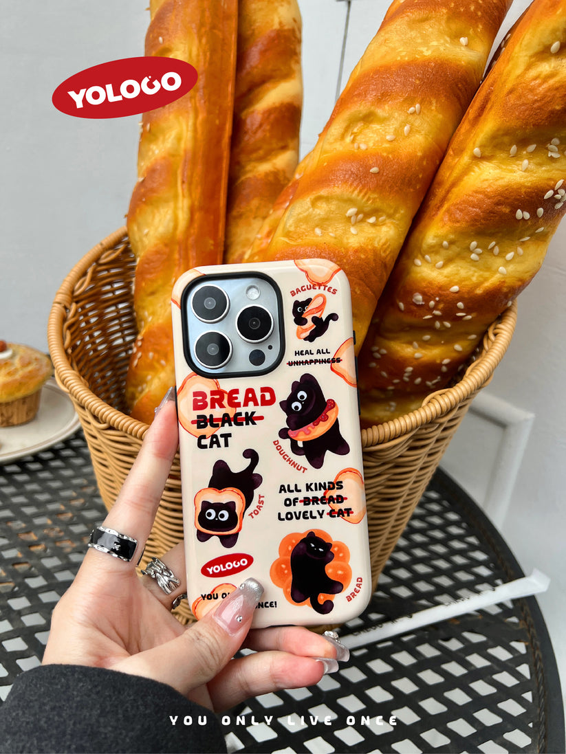 Bread Black Cat Printed Phone Case | iPhone Accessories | Three Fleas