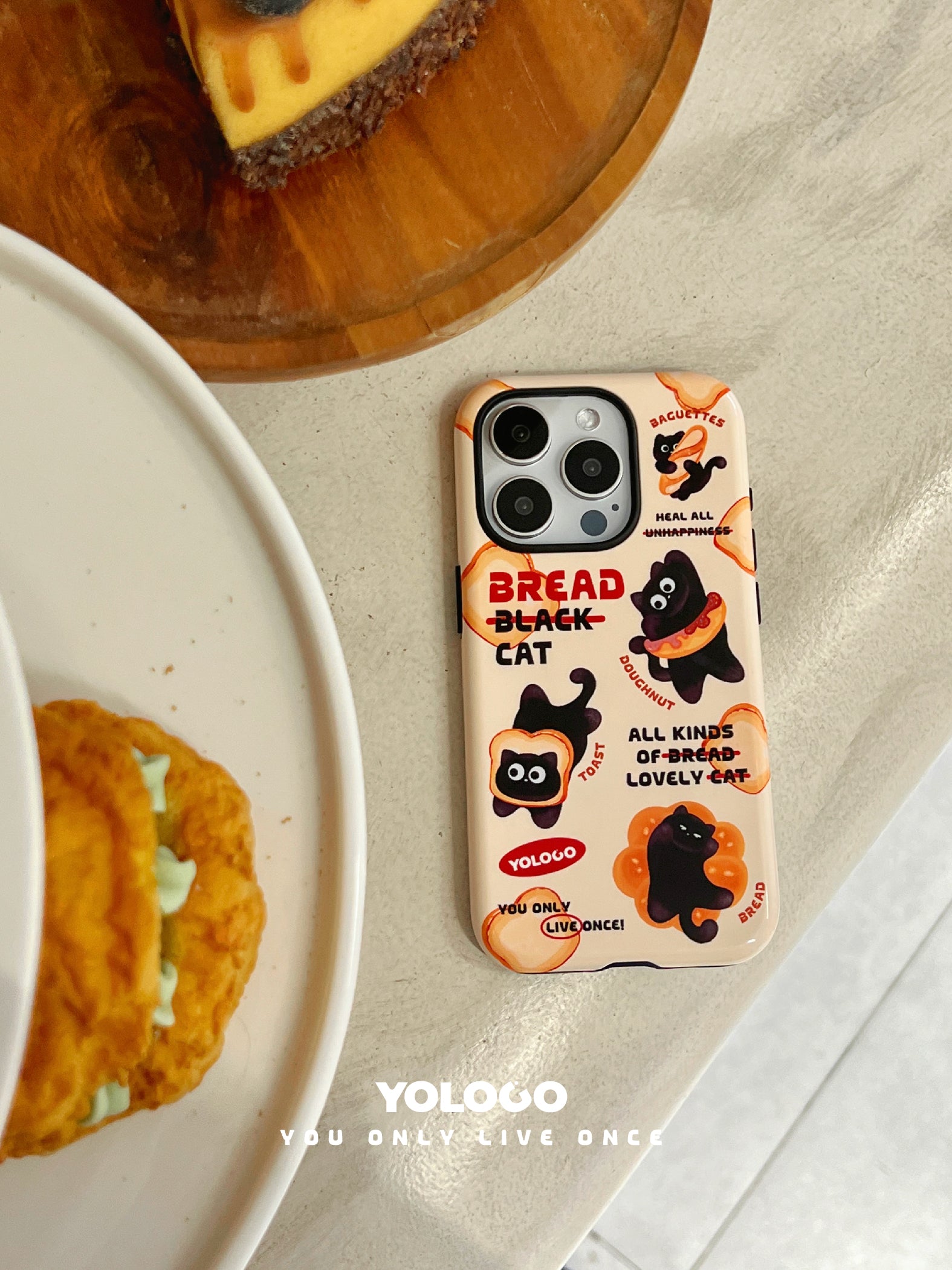 Bread Black Cat Printed Phone Case | iPhone Accessories | Three Fleas