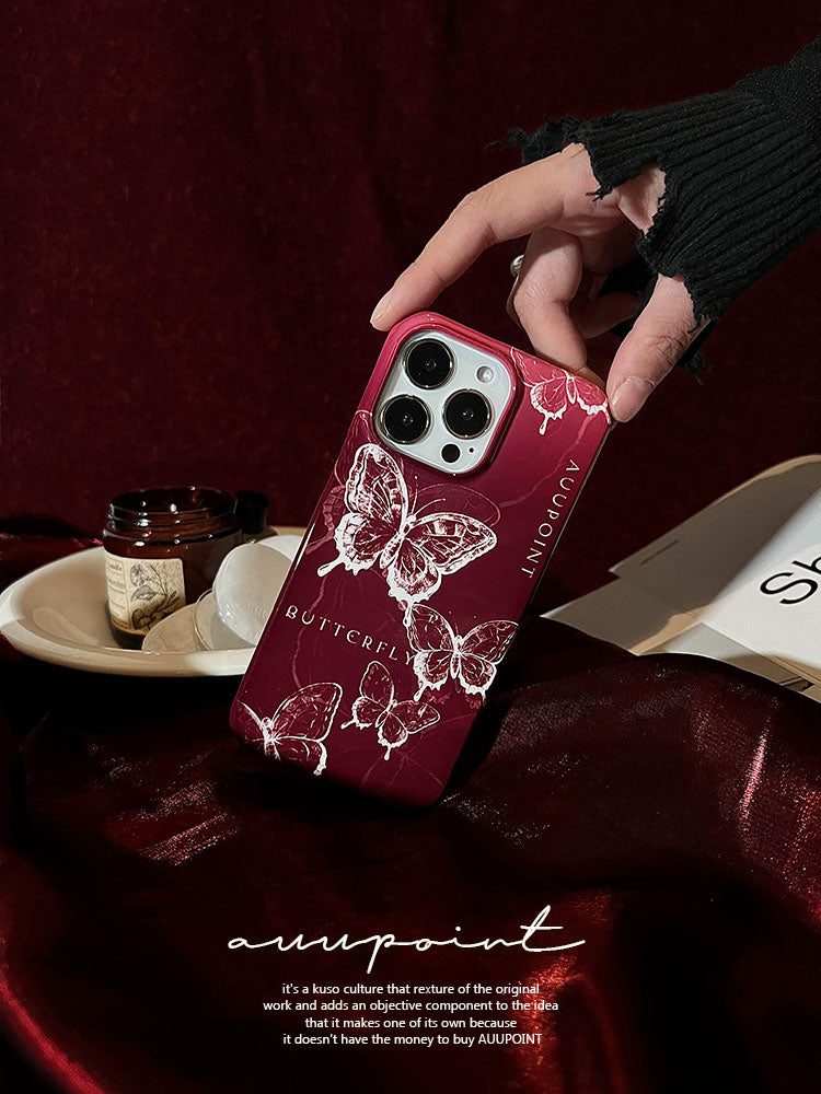 Butterfly Printed Red Phone Case | iPhone Accessories | Three Fleas