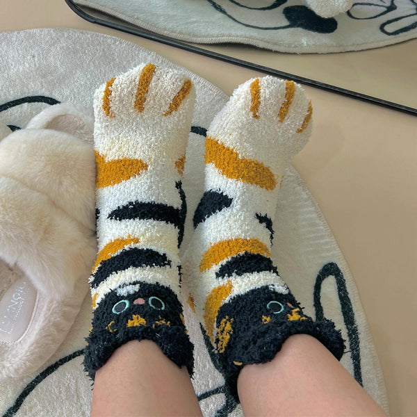 Cats Coral Velvet Socks | Socks | Three Fleas