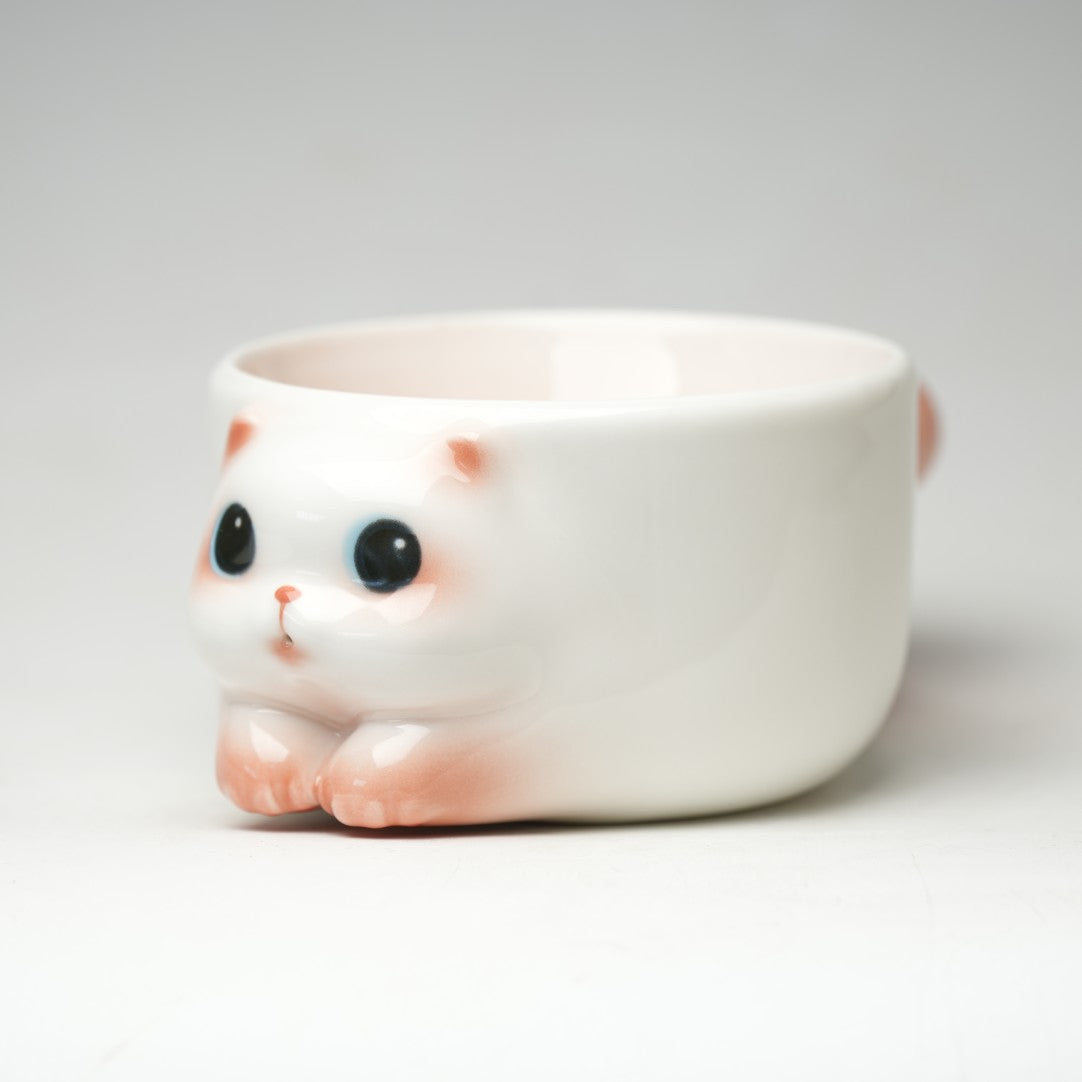 Ceramic Cat-Shaped Bowl | Cup | Three Fleas