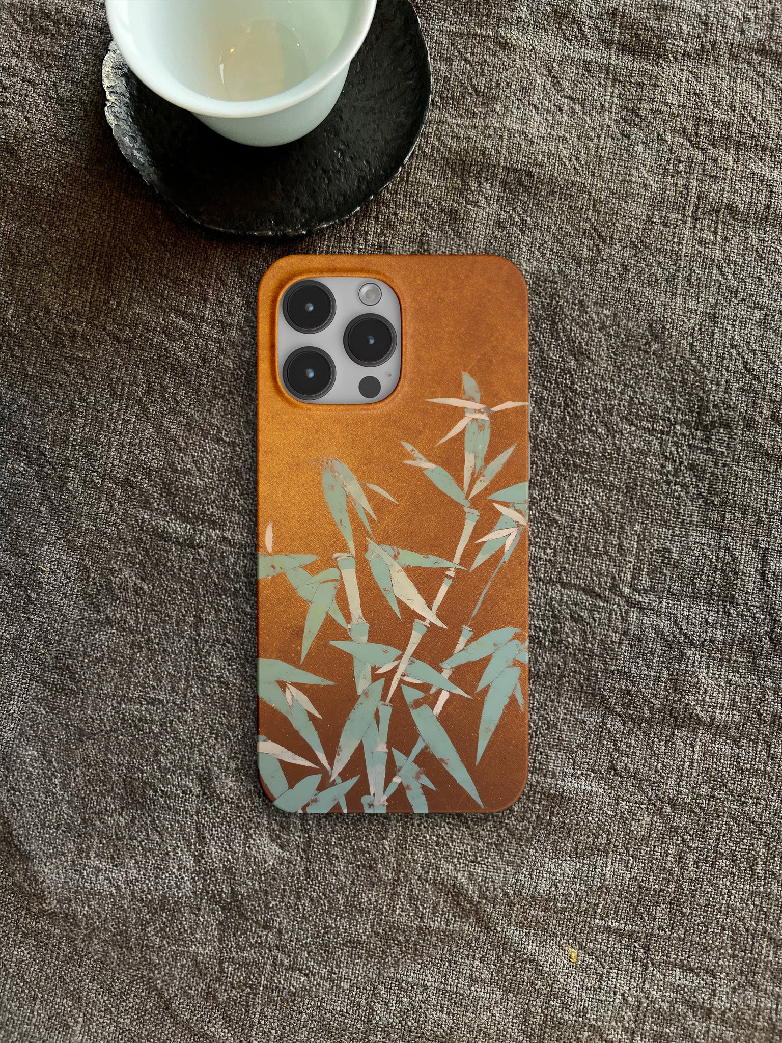 「Chinoiserie」Bamboo Printed Golden Phone Case | Phone Case | Three Fleas