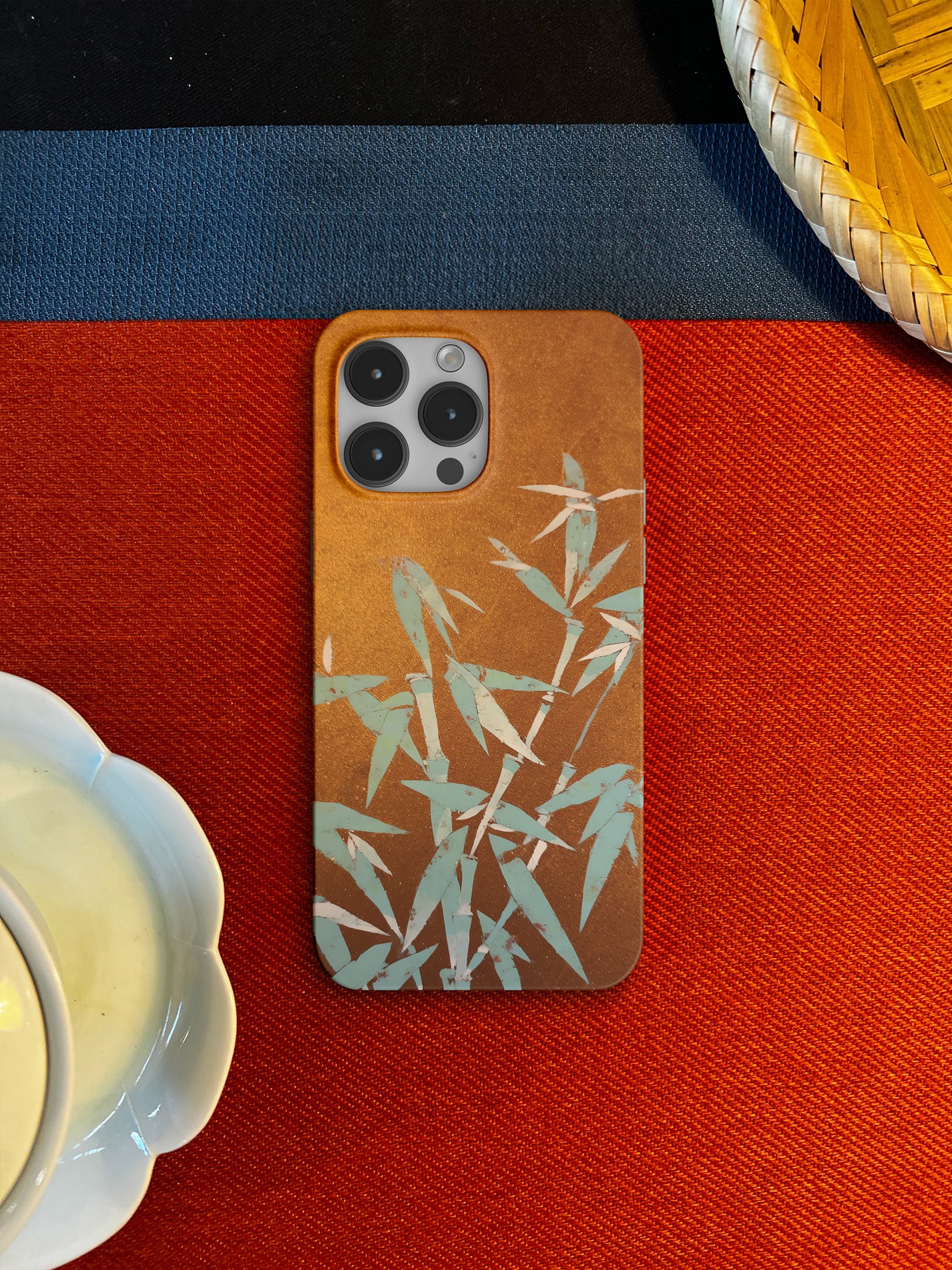 「Chinoiserie」Bamboo Printed Golden Phone Case | Phone Case | Three Fleas