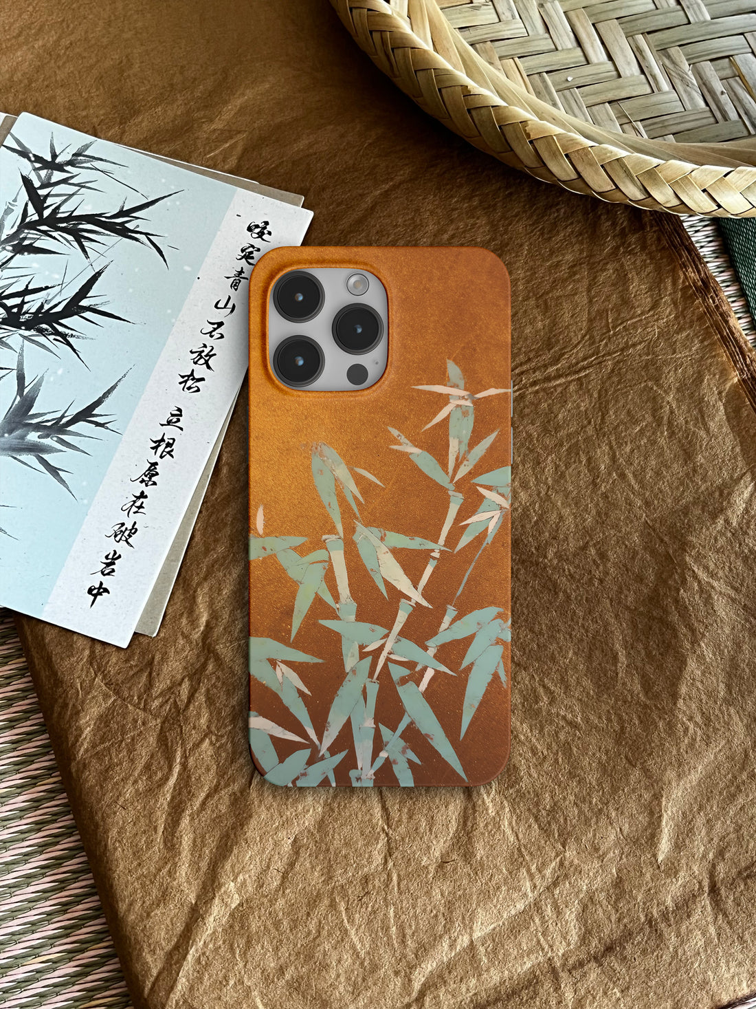 「Chinoiserie」Bamboo Printed Golden Phone Case | Phone Case | Three Fleas