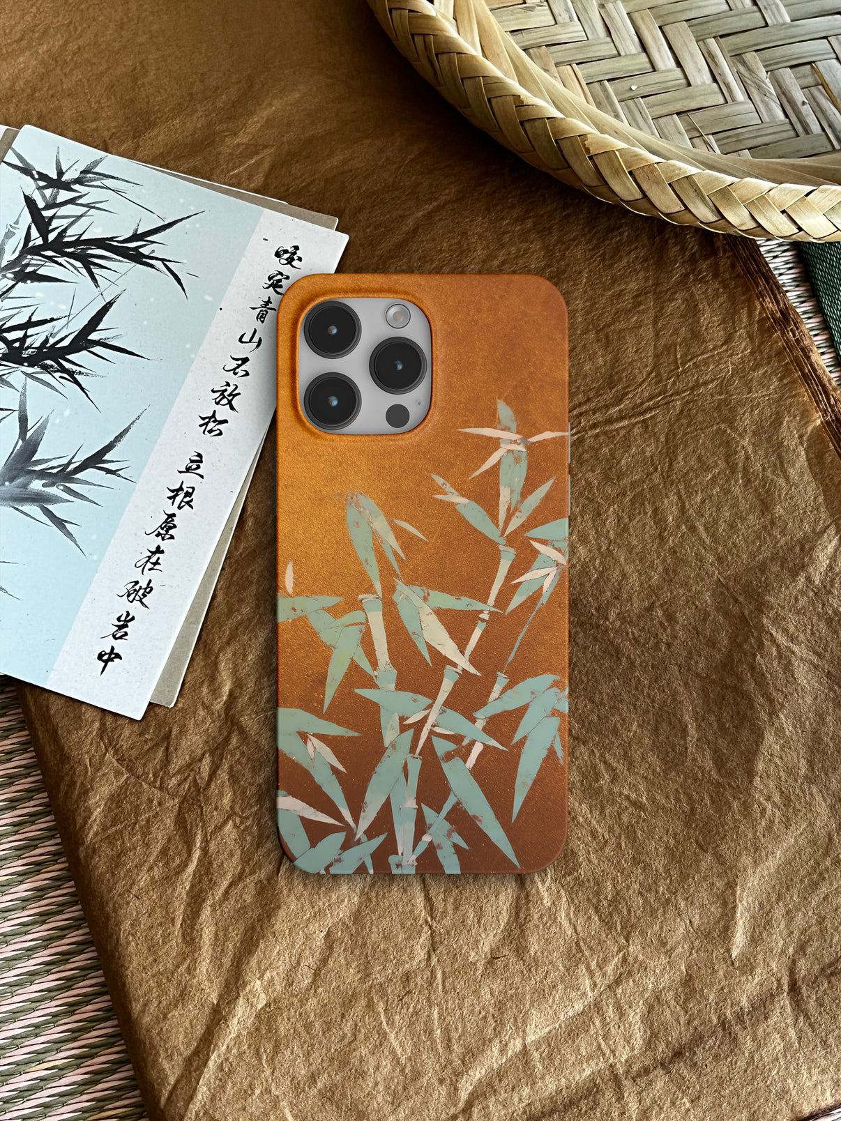 「Chinoiserie」Bamboo Printed Golden Phone Case | Phone Case | Three Fleas