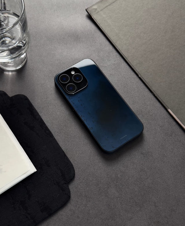 「Chinoiserie」Deep Blue Calligraphy Phone Case | Phone Case | Three Fleas