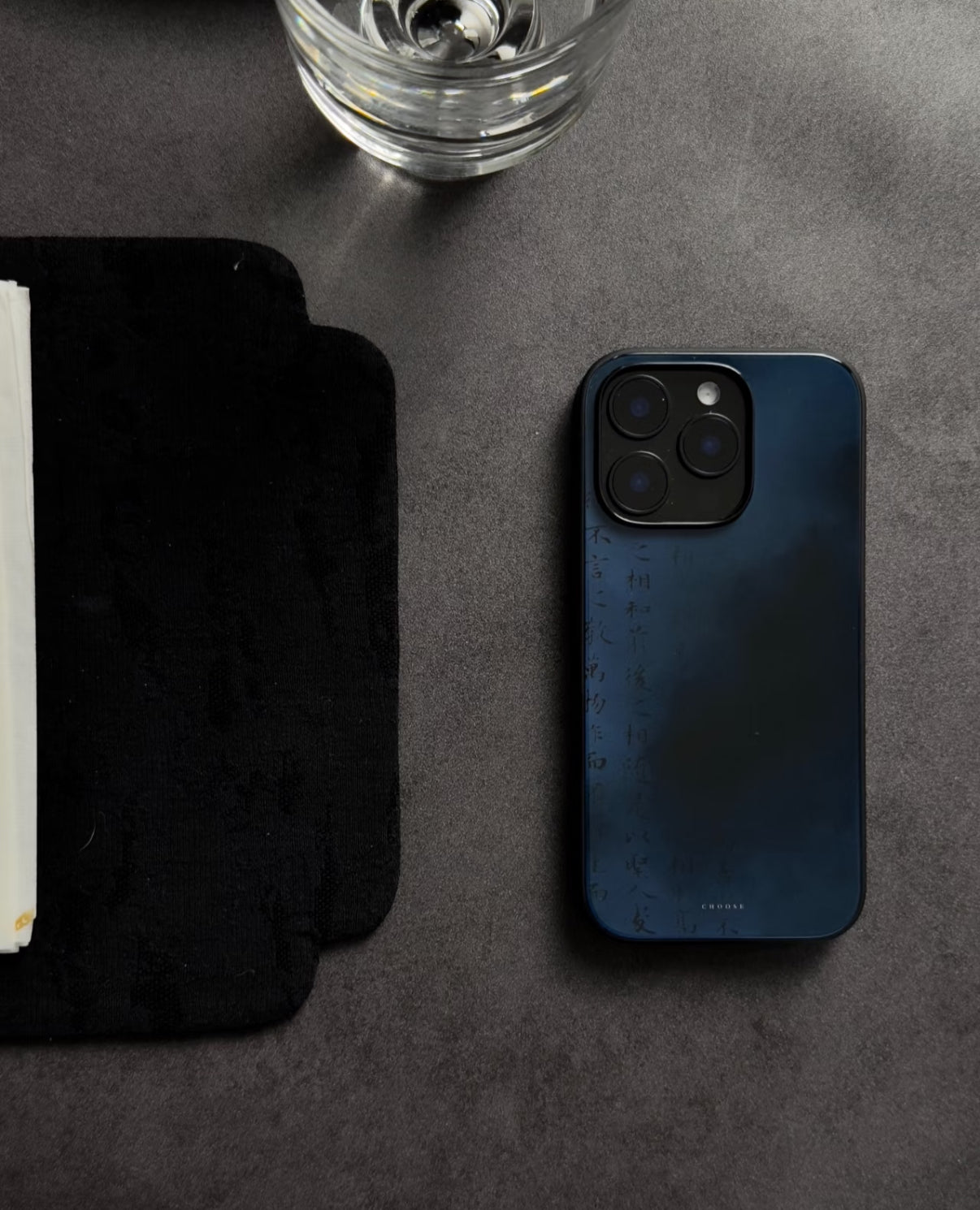 「Chinoiserie」Deep Blue Calligraphy Phone Case | Phone Case | Three Fleas