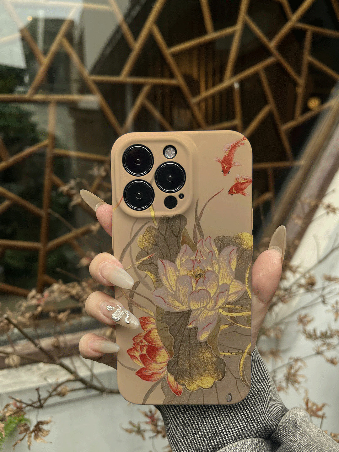 「Chinoiserie」Lotus Goldfish Printed Phone Case | Phone Case | Three Fleas