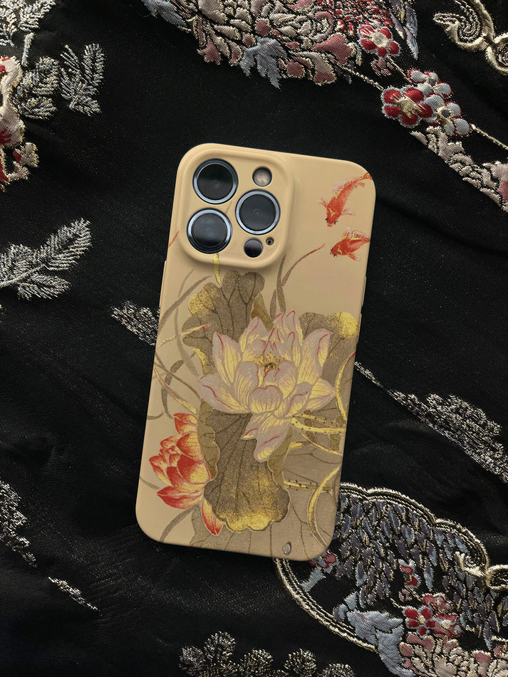 「Chinoiserie」Lotus Goldfish Printed Phone Case | Phone Case | Three Fleas
