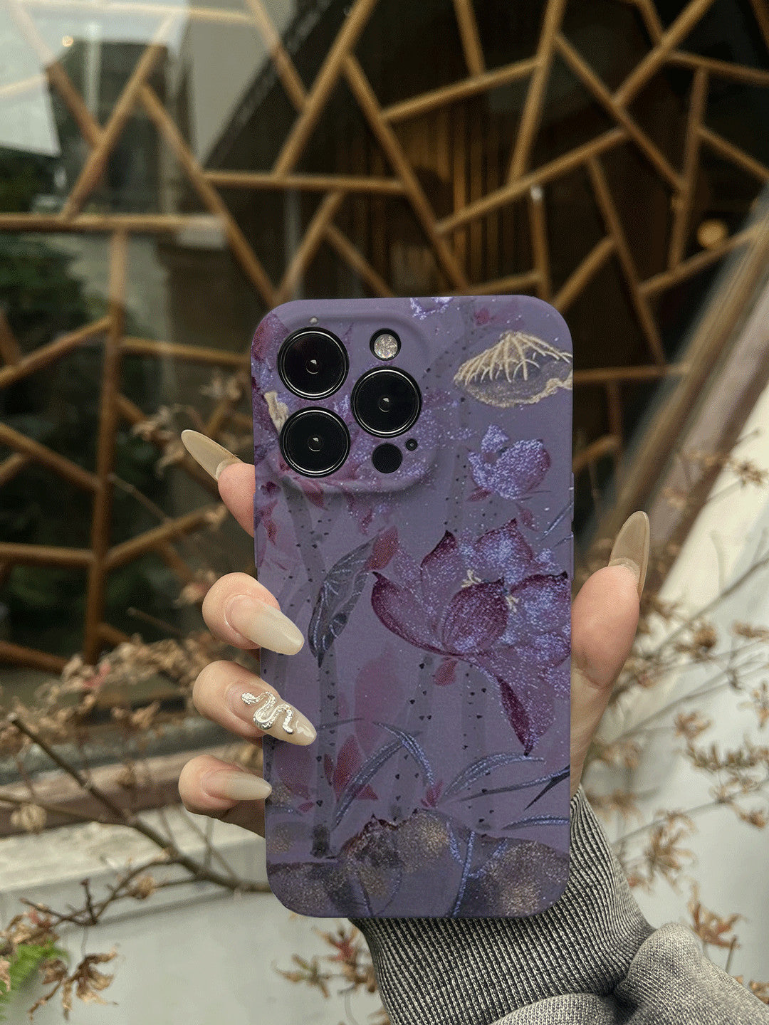 「Chinoiserie」Lucky Purple Lotus Phone Case | Phone Case | Three Fleas