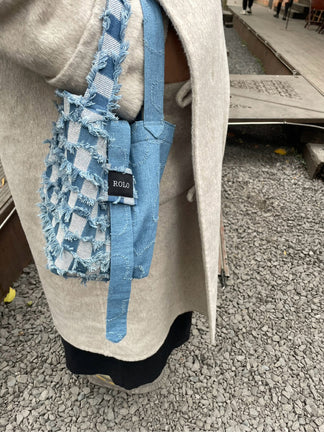 Color Block Denim Bucket Bag | Bag | Three Fleas