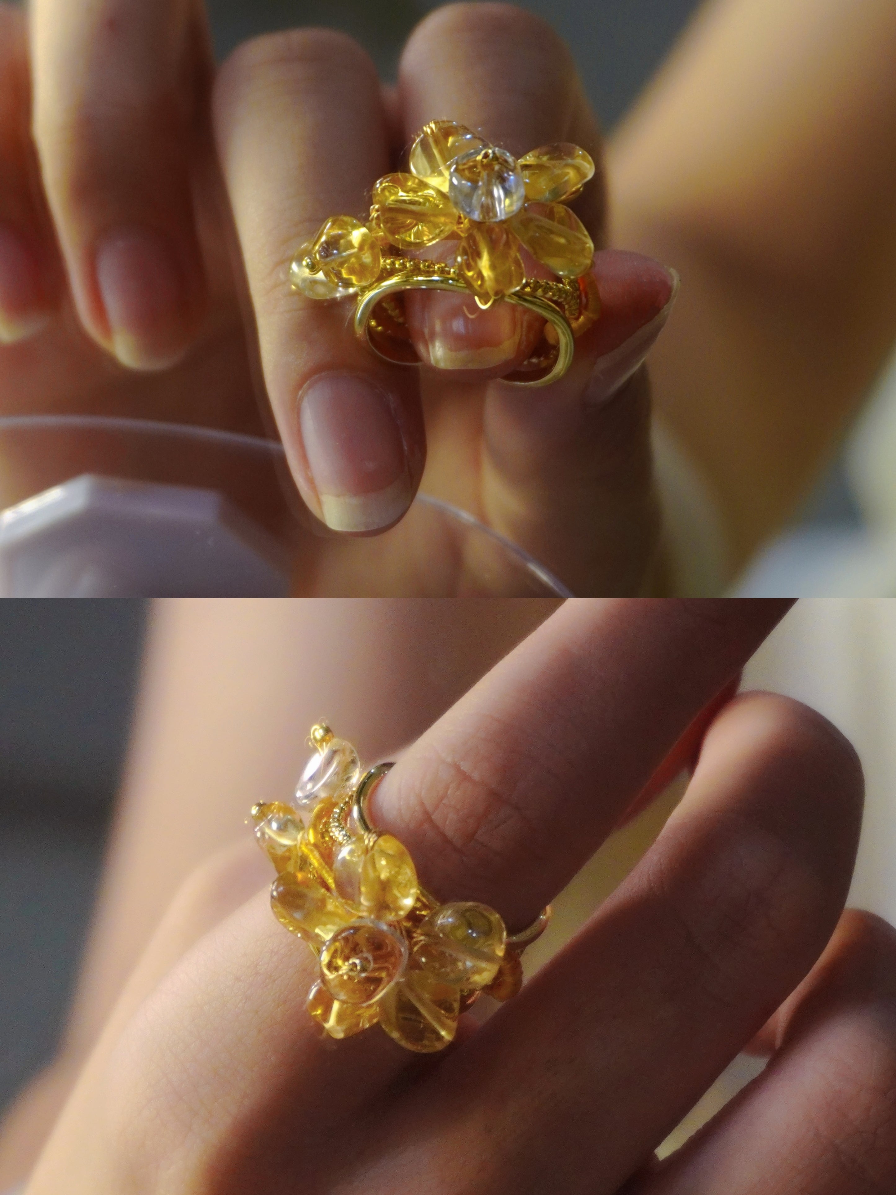 Crystal Flower Open-end Ring | Jewelry | Three Fleas
