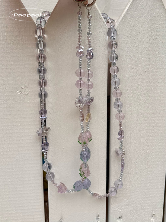 Crystal Strawberry Glow Beaded Long Phone Chain | Phone Accessories ...