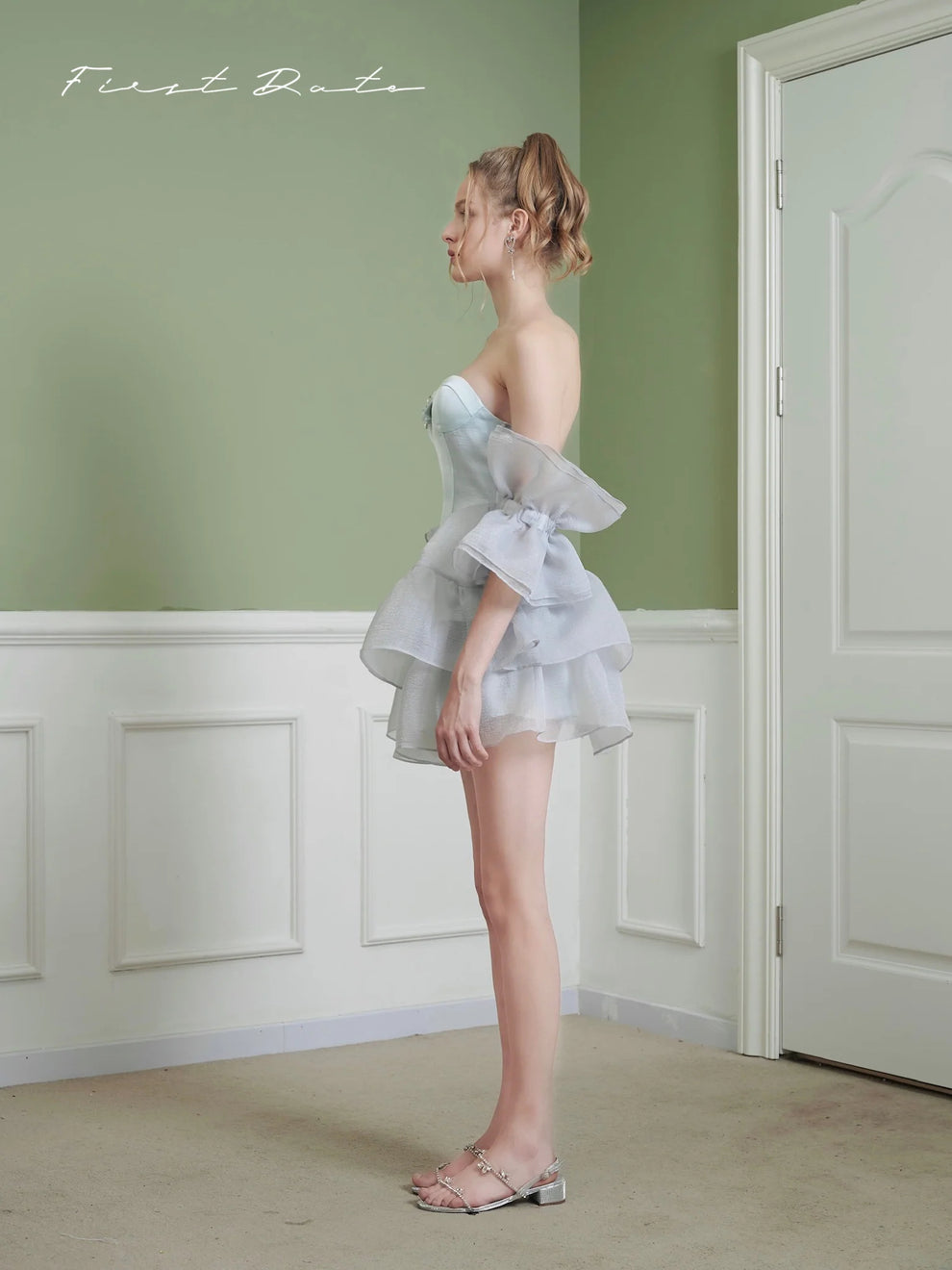 Dalila Puff-Sleeve Blue Mini Dress | Dress | Three Fleas