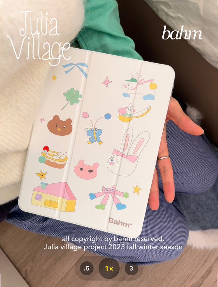Doodle Bear Bunny Printed iPad Case | iPad Accessories | Three Fleas