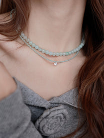 Double Strand Mint Stones Beaded Necklace | Jewelry | Three Fleas