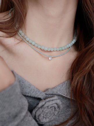 Double Strand Mint Stones Beaded Necklace | Jewelry | Three Fleas
