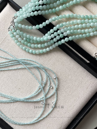 Double Strand Mint Stones Beaded Necklace | Jewelry | Three Fleas
