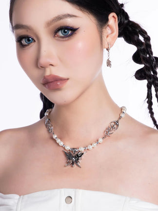 Dreamcore Butterfly Pendant Pearl Necklace | Jewelry | Three Fleas