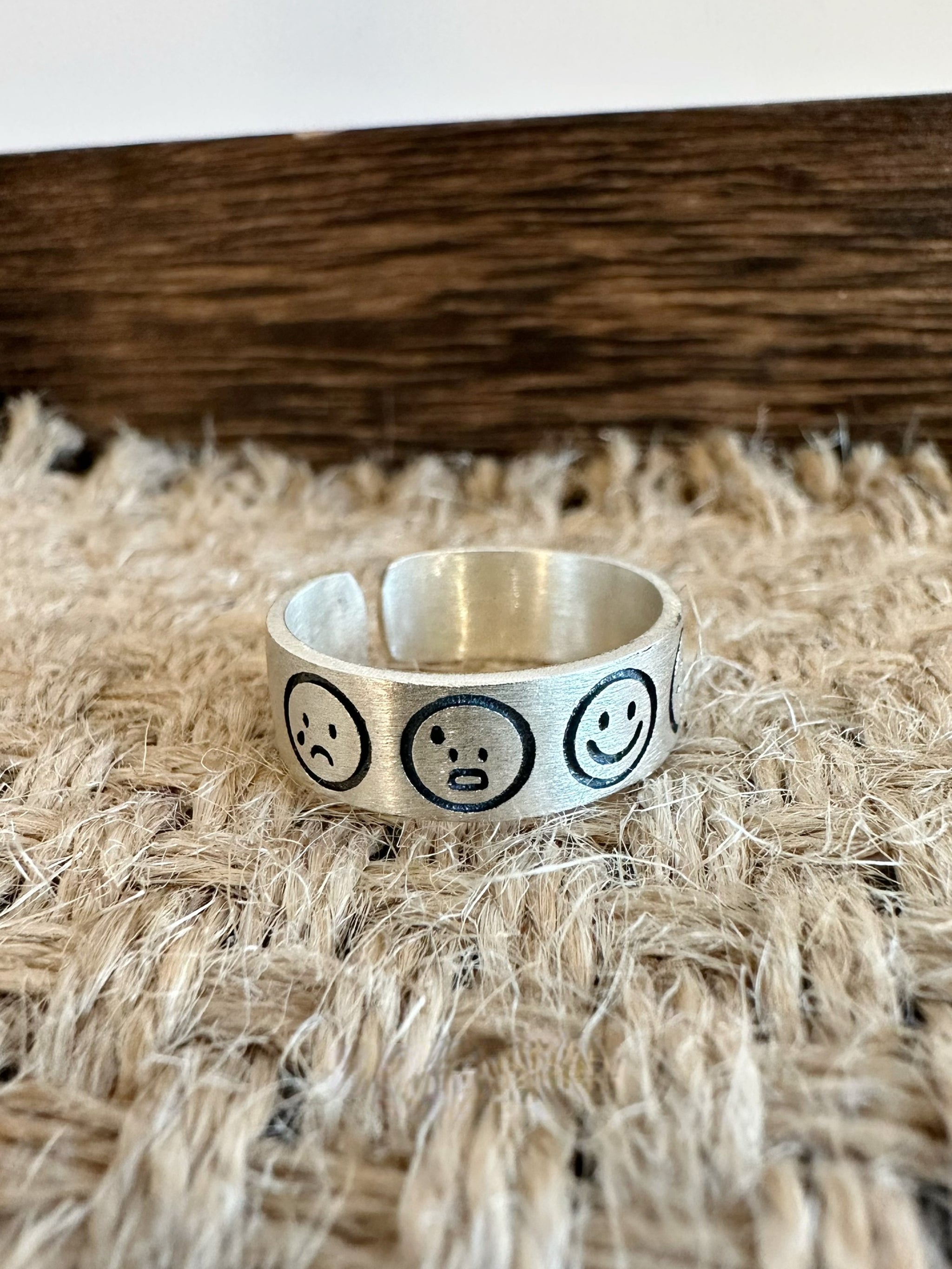 Emoji Silver Open-end Ring | Jewelry | Three Fleas