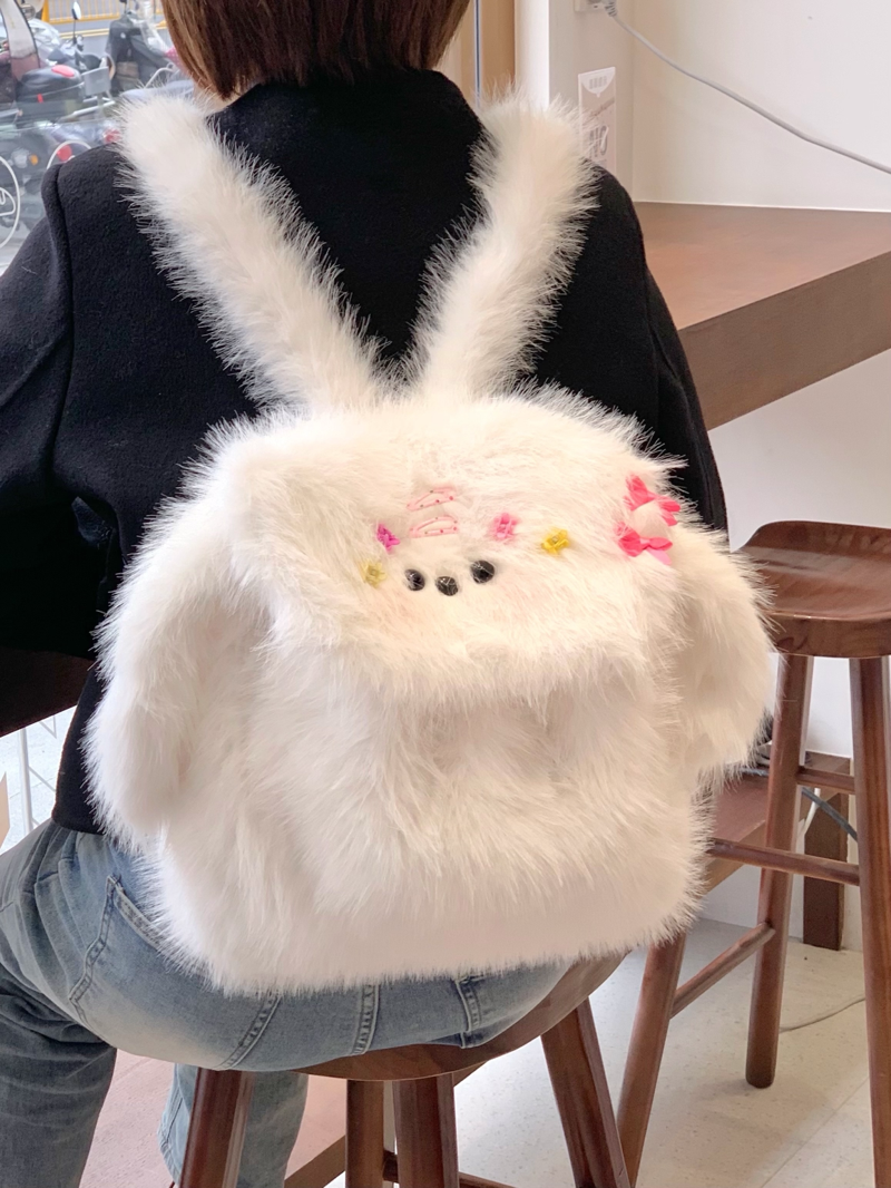 Fluffy White Puppy Backpack | Bag | Three Fleas