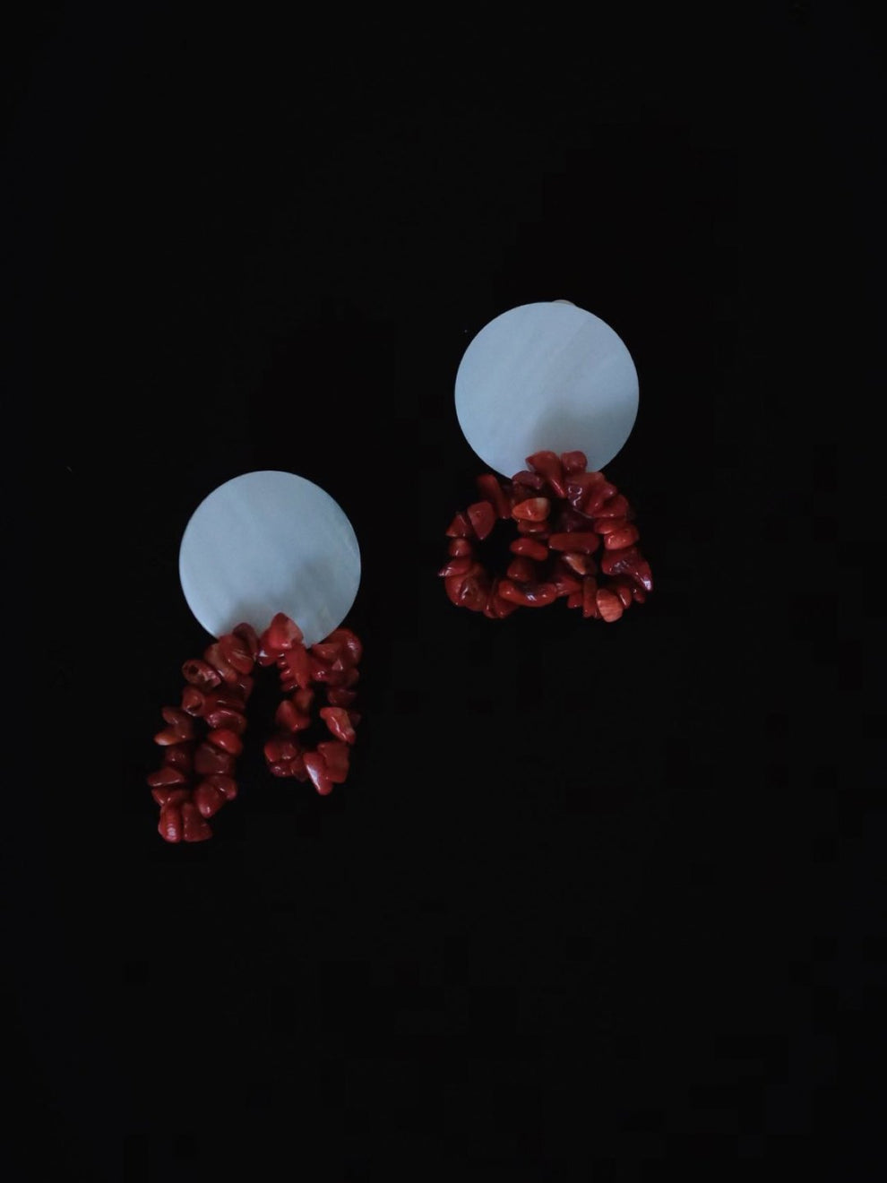 Full Moon Red Beaded Earrings | Jewelry | Three Fleas