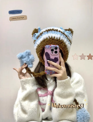 Fuzzy Cat Ears Handmade Crochet Hat | Fashion | Three Fleas