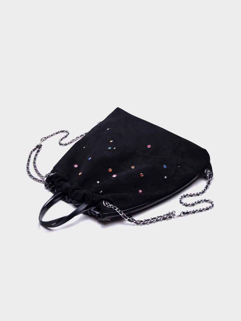 Gemstone Decor Drawstring Plush Backpack | Bag | Three Fleas