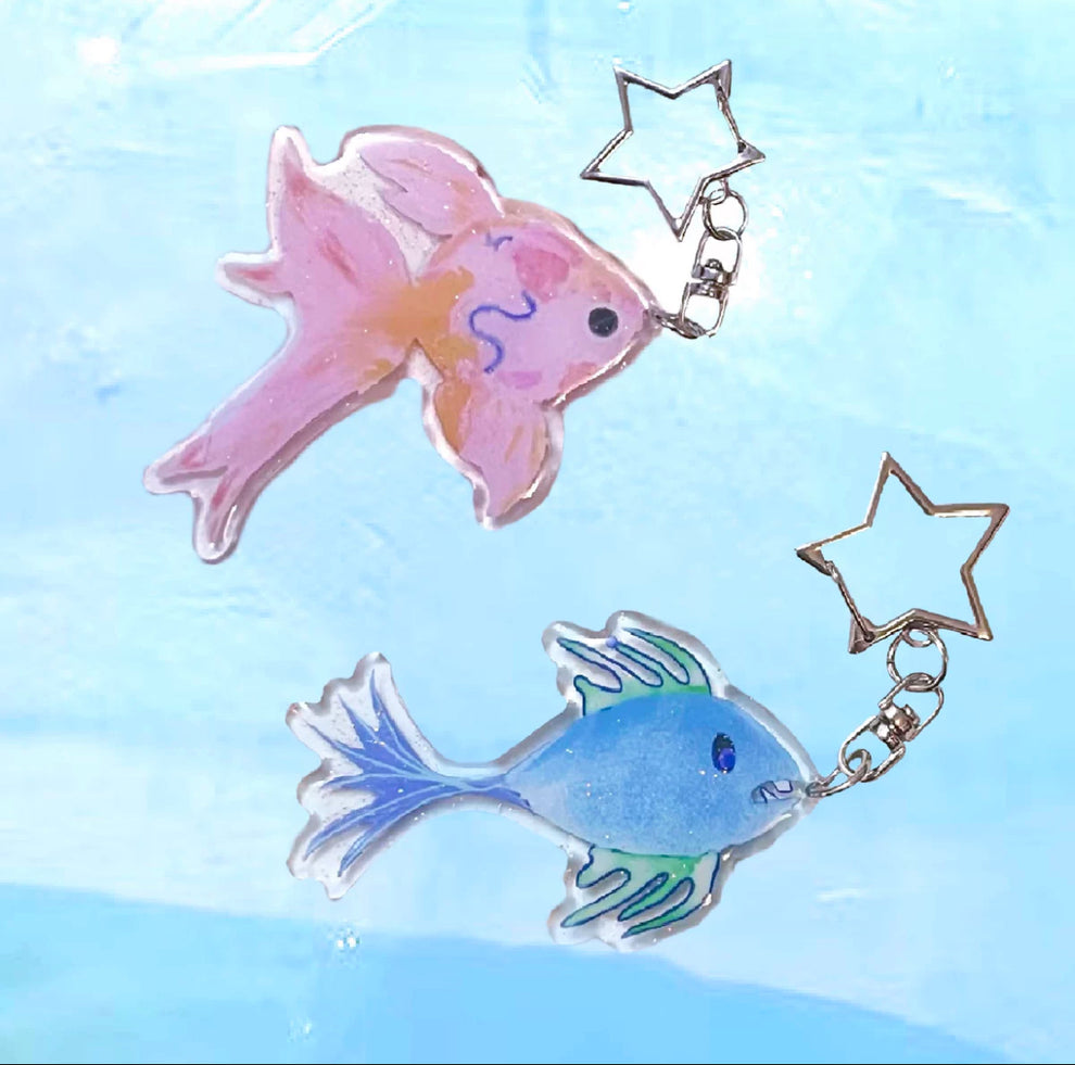 Glittery Resin Cute Fish Keychain | Phone Accessories | Three Fleas