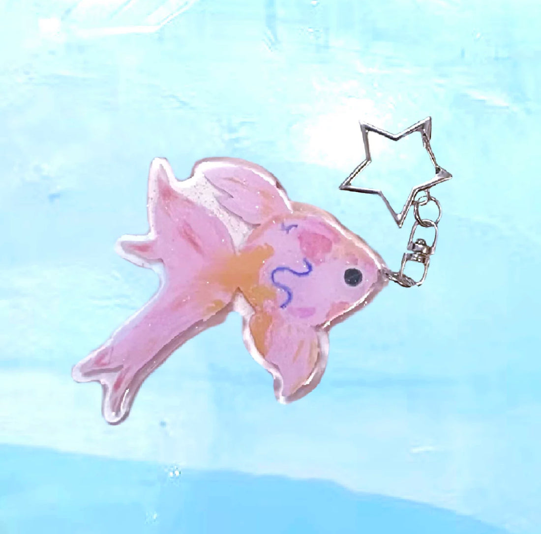 Glittery Resin Cute Fish Keychain | Phone Accessories | Three Fleas
