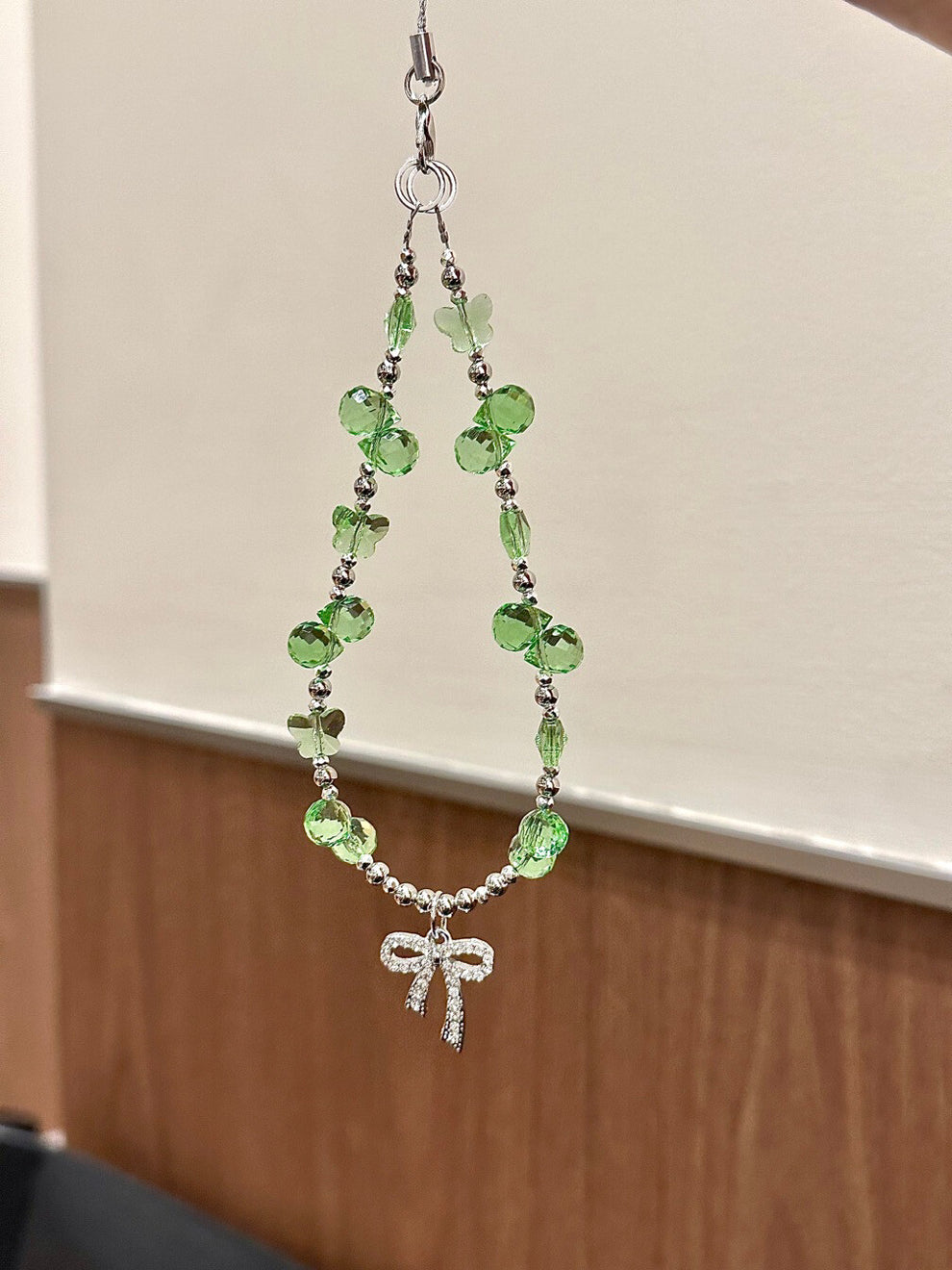 Green Mood Beaded Phone Charm | Phone Accessories | Three Fleas