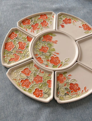 Hand-Painted Floral Ceramic Plate Set | Home | Three Fleas