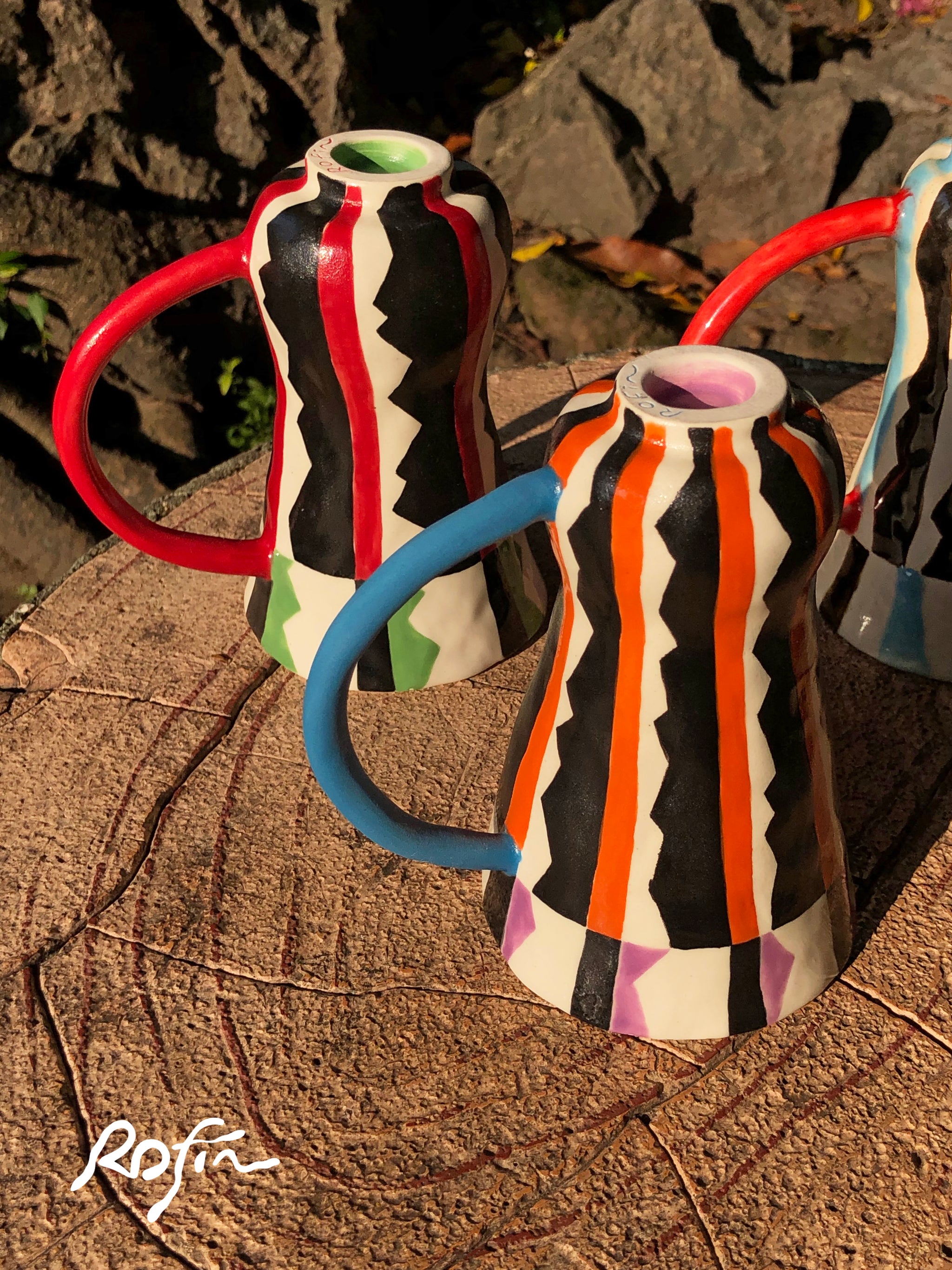 Handmade Artist Abstract Ceramic Cup | Cup | Three Fleas
