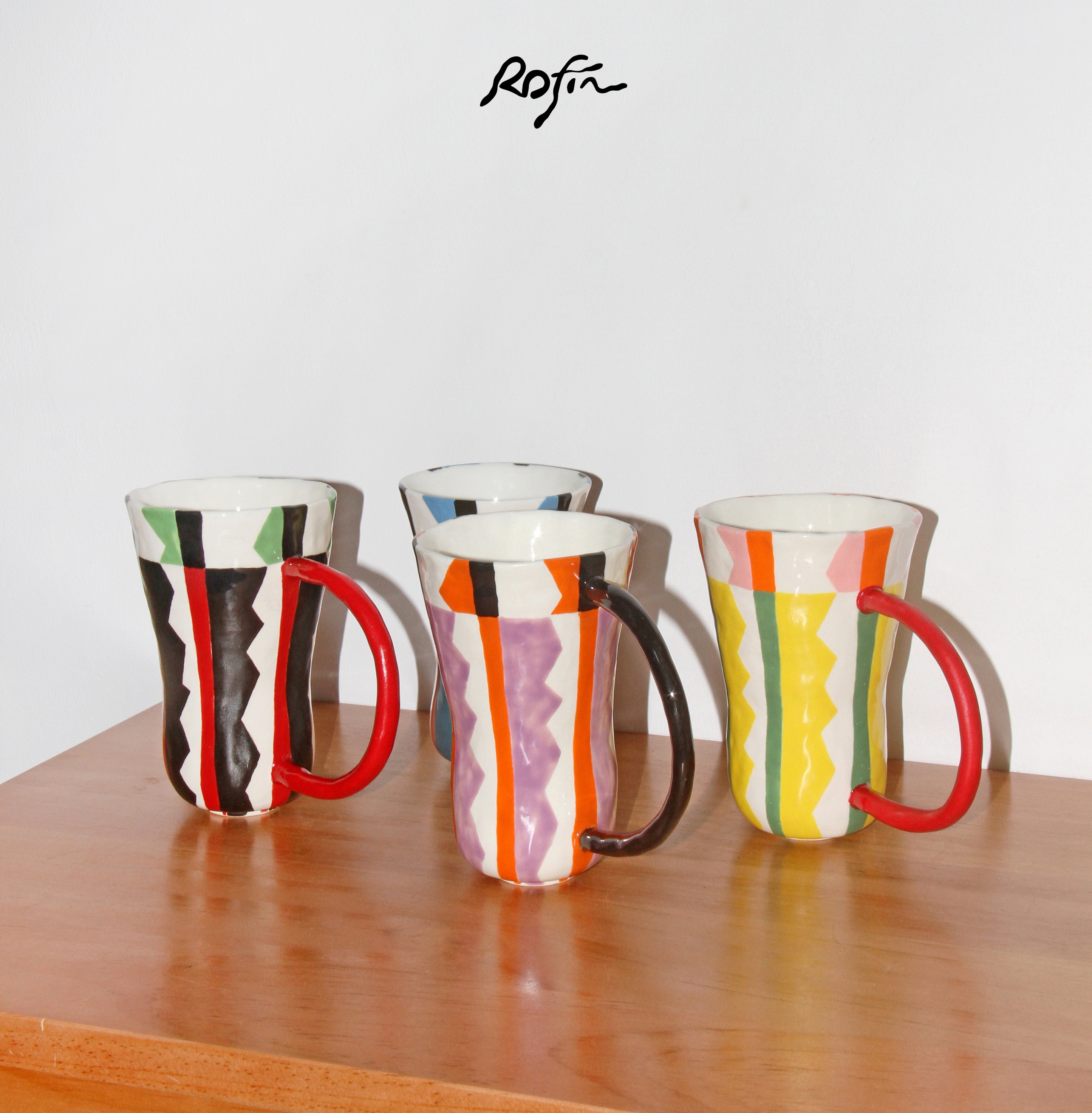 Handmade Artist Abstract Ceramic Cup | Cup | Three Fleas