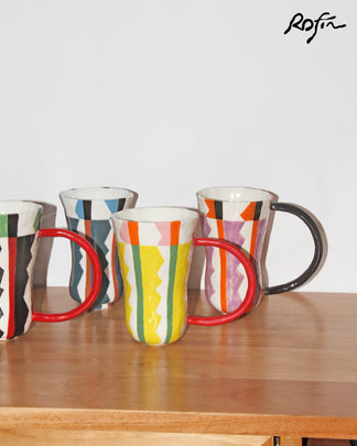 Handmade Artist Abstract Ceramic Cup | Cup | Three Fleas