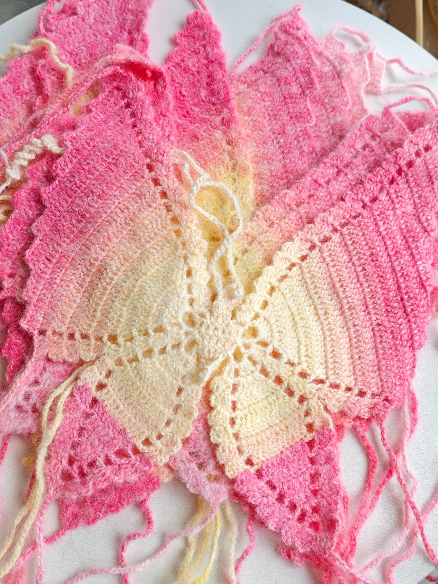 Handmade Crochet Ombre Butterfly Crop Top | Fashion | Three Fleas