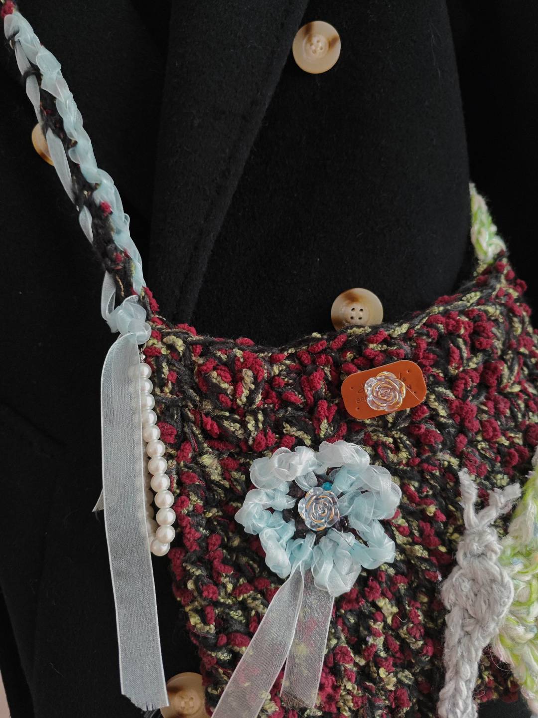 Handwoven Rose Butterfly Crossbody Bag | Bag | Three Fleas