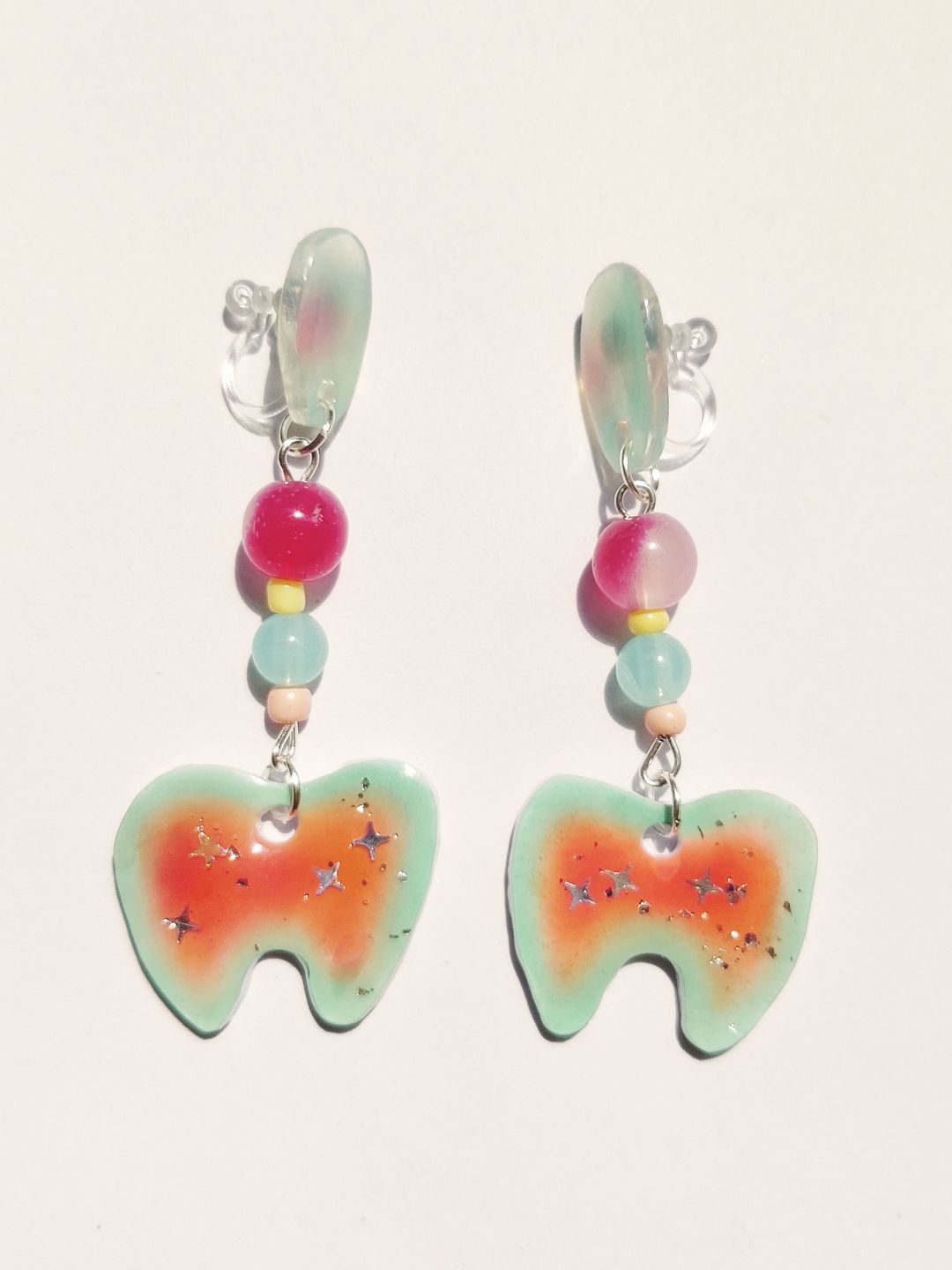 Happy Teeth Asymmetric Shrink Plastic Earring | Jewelry | Three Fleas