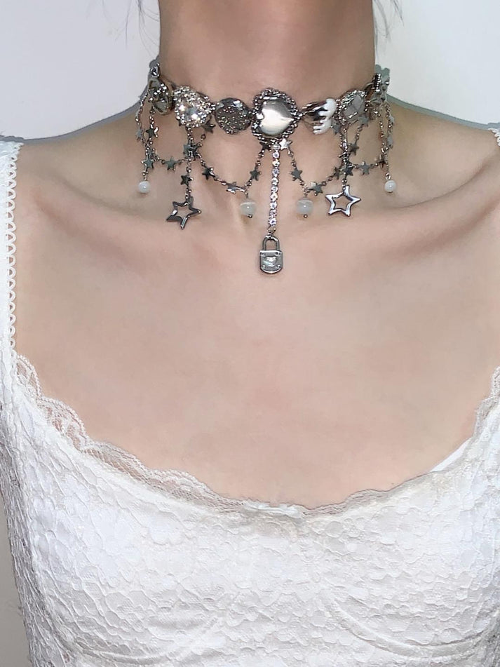 Heart Lock Tassel Choker | Jewelry | Three Fleas