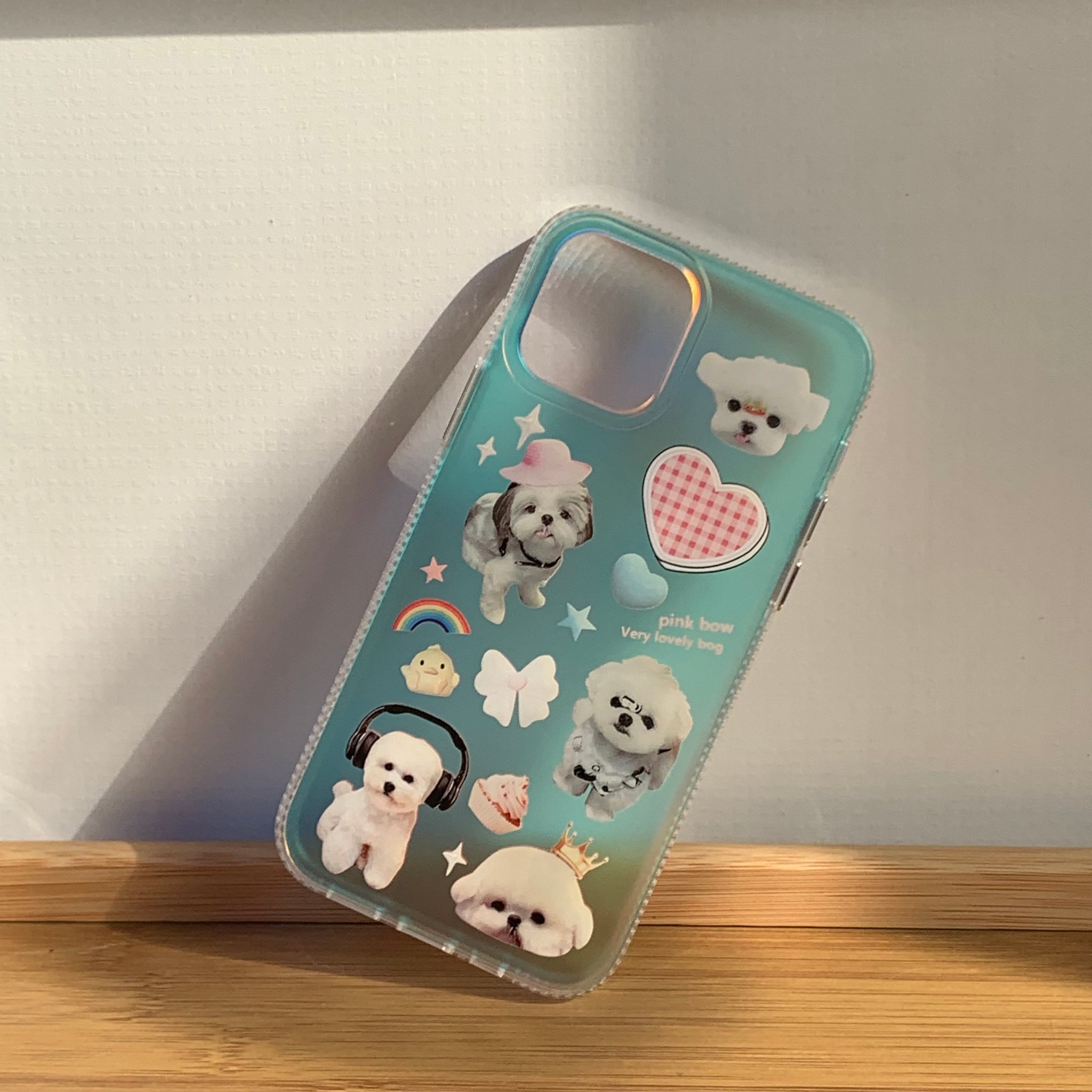 Pink bow very lovely dog laser phone case | iPhone Case | Three Fleas