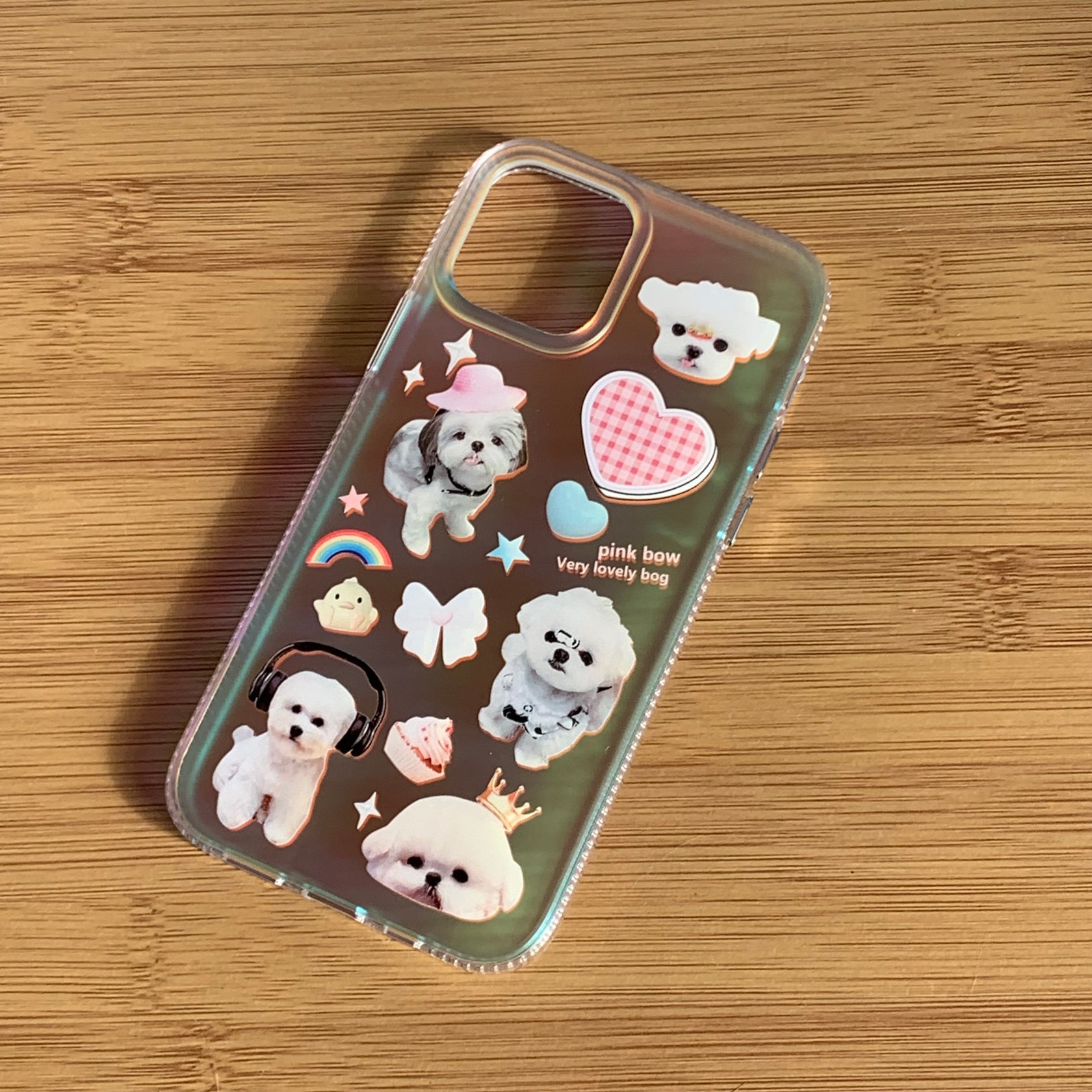 Pink bow very lovely dog laser phone case | iPhone Case | Three Fleas