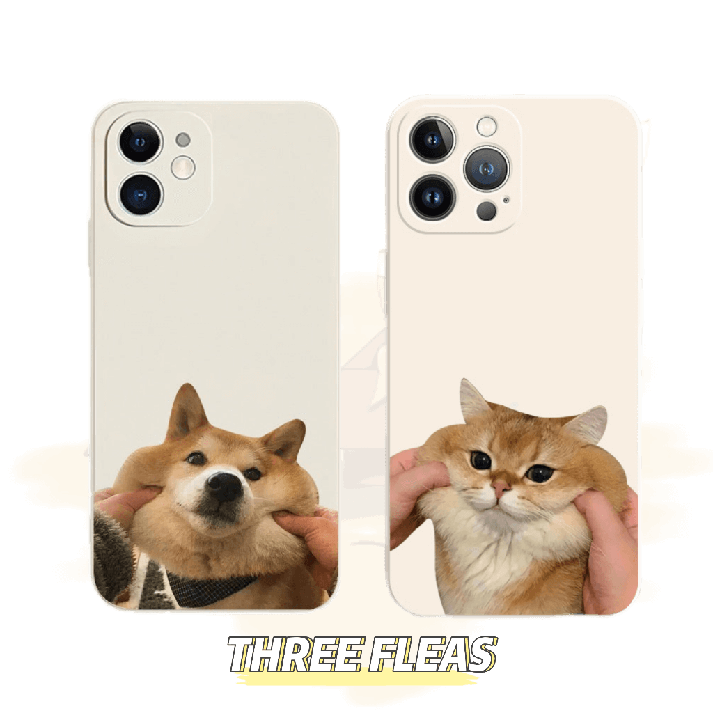 [ Meme Case ] Pinch face cat and dog| Phone Case | Three Fleas